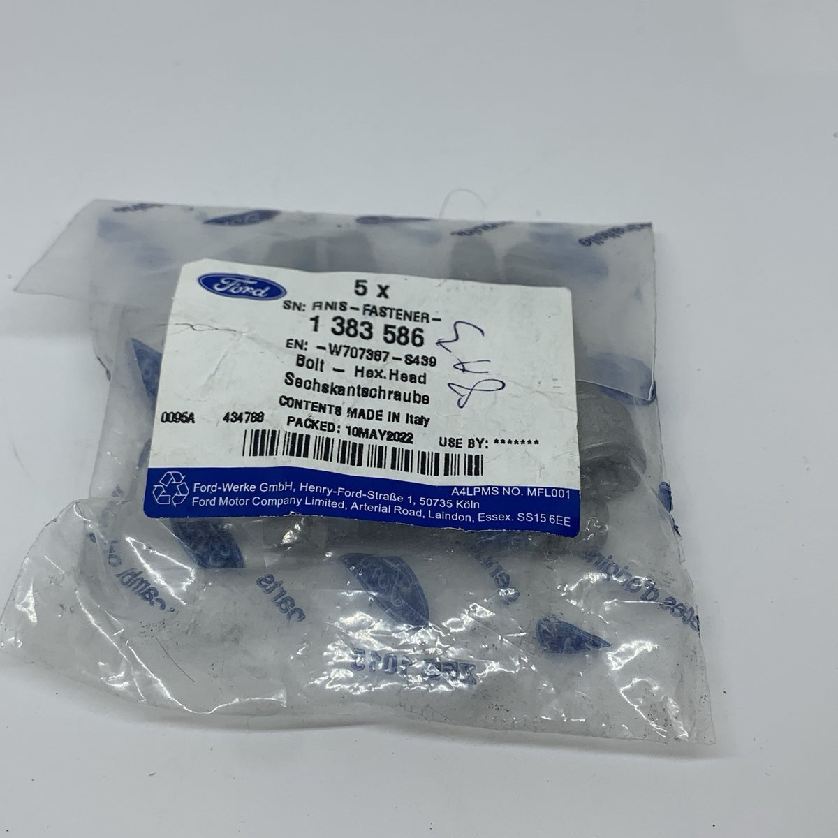 Genuine Ford Front Knuckle And Hub Hex Head Bolt x5 1383586 – Genuine ...