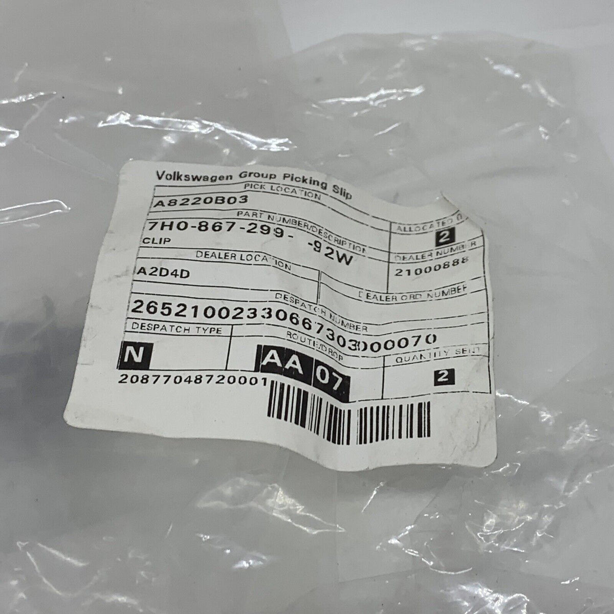 Genuine Volkswagen Clip X2 moonrock grey 7H0867299 92W – Genuine Parts Ltd