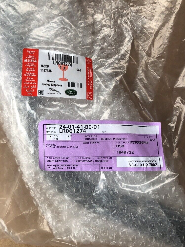 Genuine Land Rover Braket - Bumper Mountng Brand New Lr061274 – Genuine ...