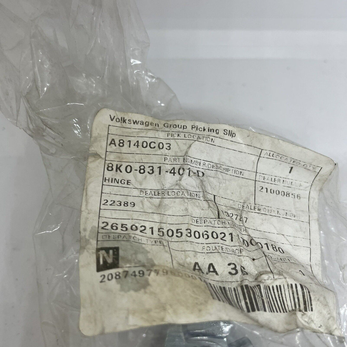 GENUINE VW Left Door Hinge Genuine 8K0831401D – Genuine Parts Ltd