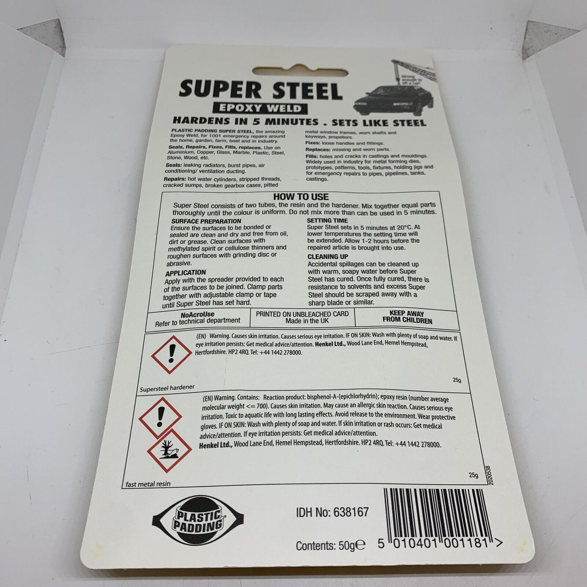 Plastic Padding Super Steel Epoxy Weld- Resin for Metal Plastic Glass ...